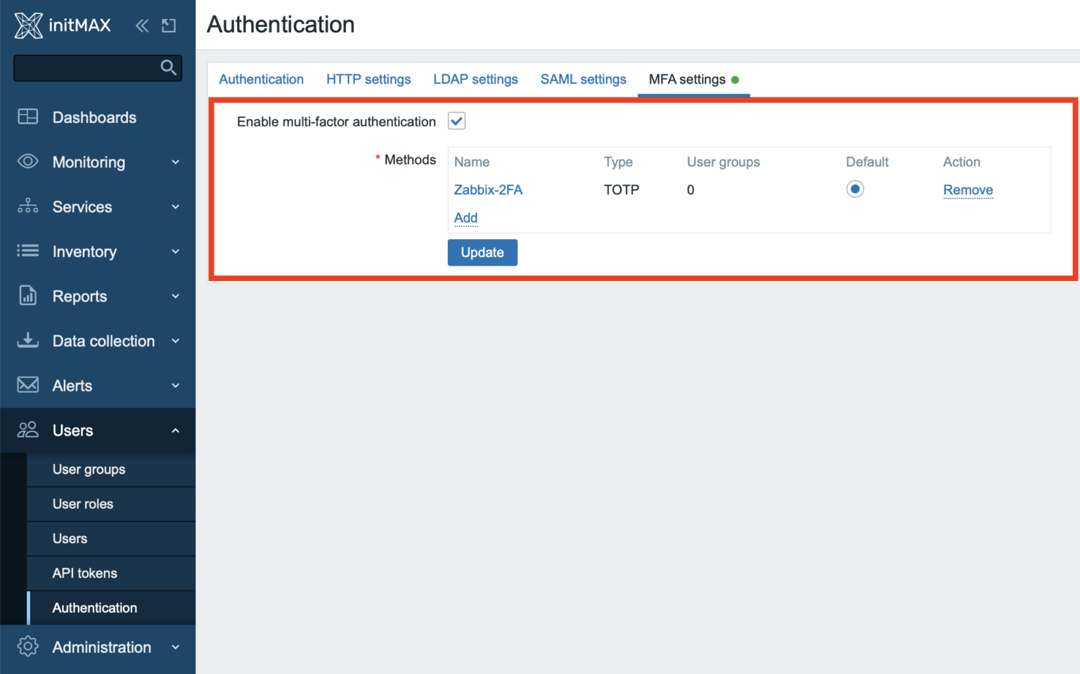 Two-factor authentication (2FA) in Zabbix 7.0 - initMAX s.r.o.