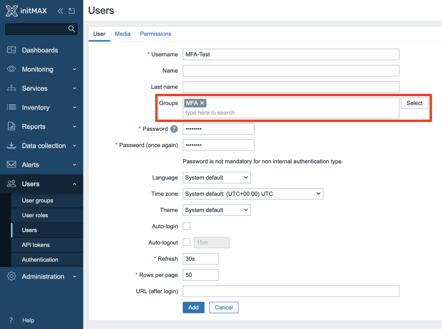 Two-factor authentication (2FA) in Zabbix 7.0 - initMAX s.r.o.