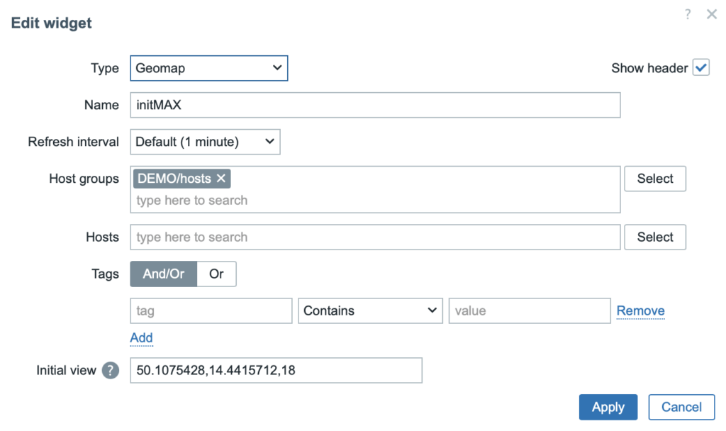 Using Google maps in the Zabbix Geomap widget - initMAX s.r.o.