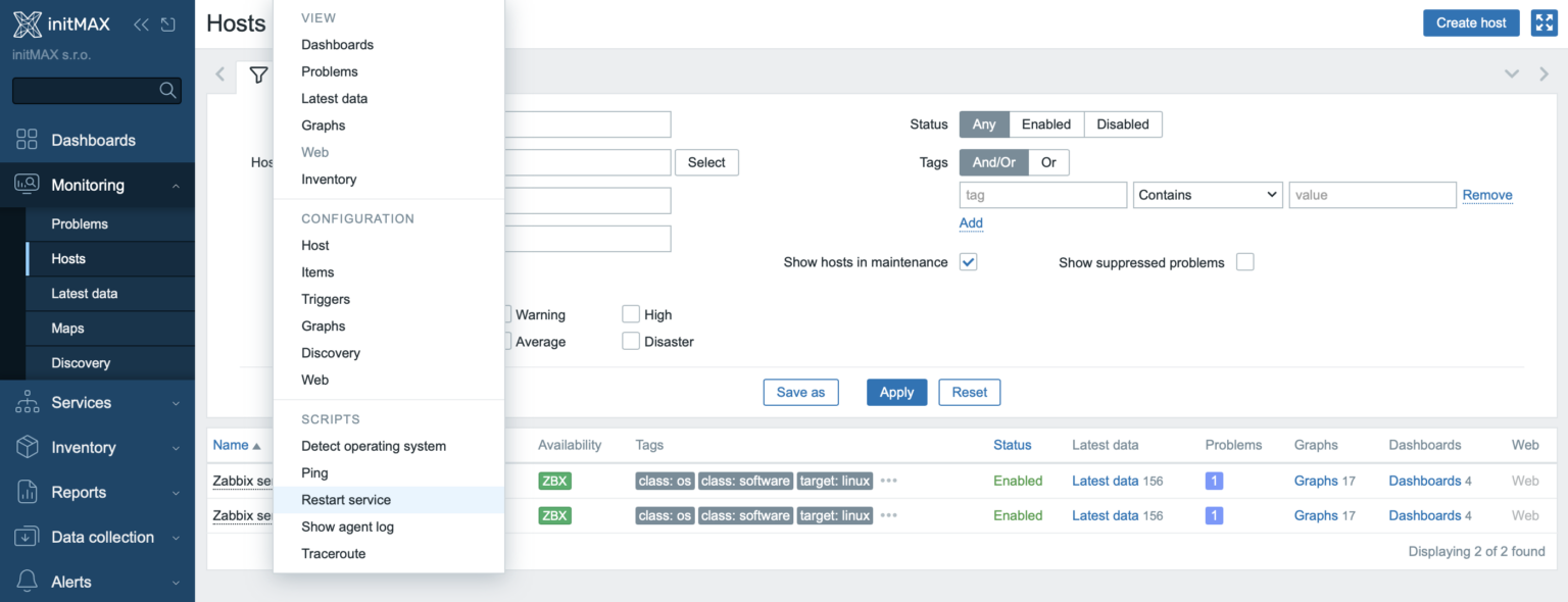 Frontend Scripts and Sudo in Zabbix - initMAX s.r.o.
