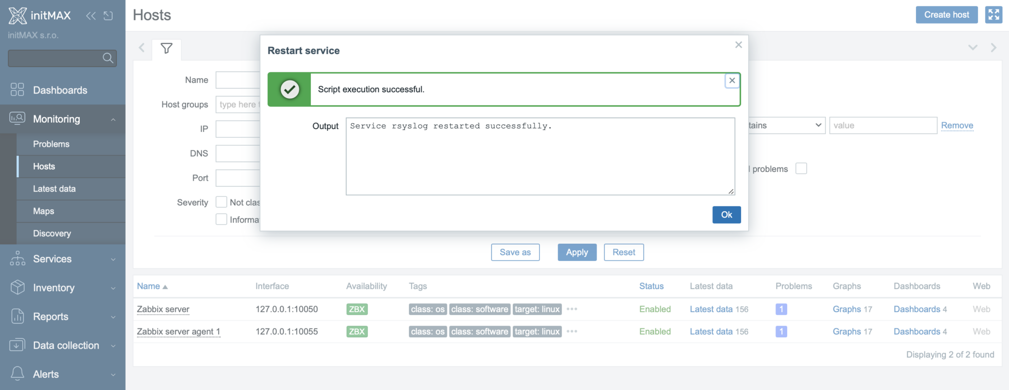 Frontend Scripts and Sudo in Zabbix - initMAX s.r.o.