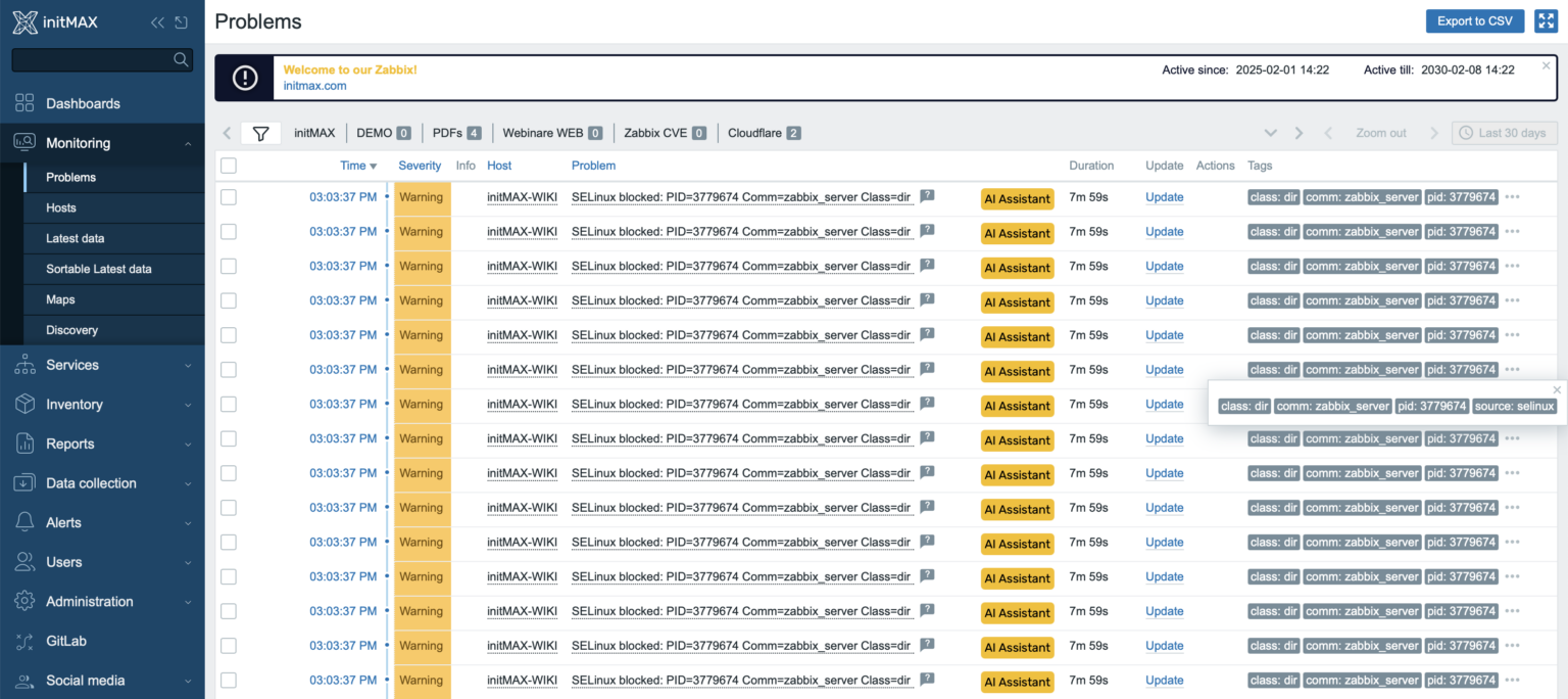 SELinux: Integration with Zabbix and Other Tools - initMAX s.r.o.